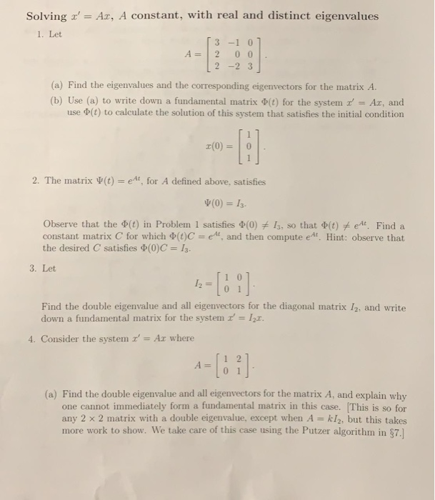 Solved Solving 'A, A constant, with real and distinct | Chegg.com
