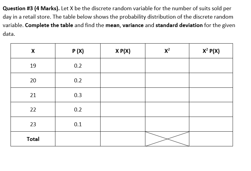 Solved Question #3 (4 Marks). Let X be the discrete random | Chegg.com