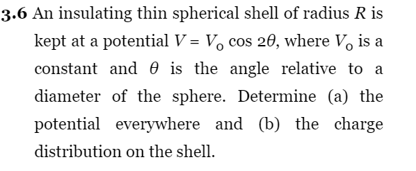 Solved 3.6 An insulating thin spherical shell of radius R is | Chegg.com