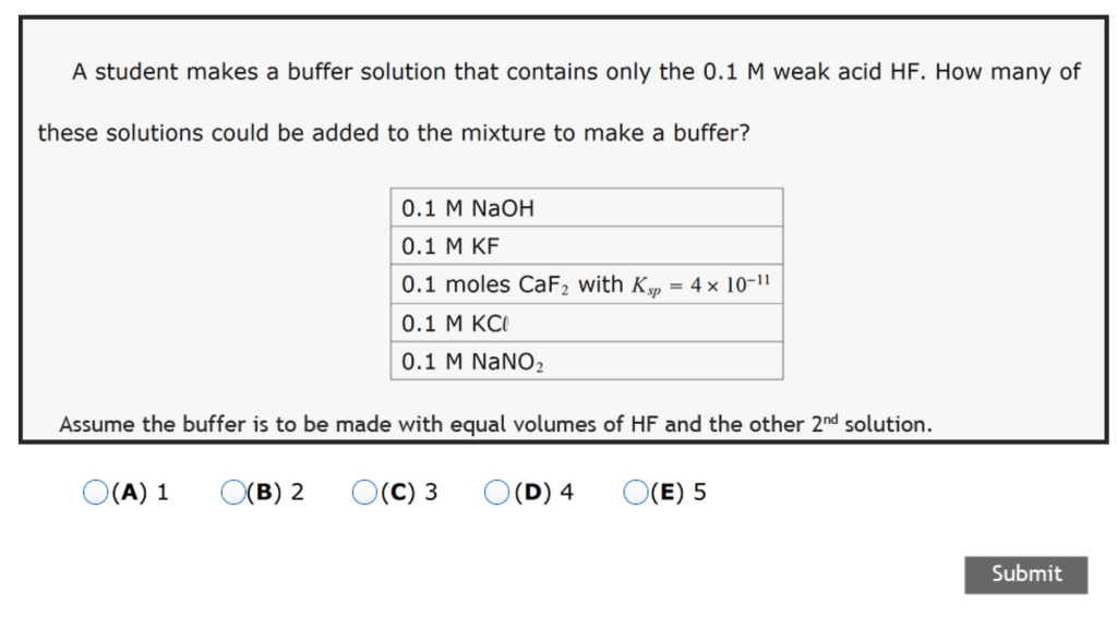 Solved A student makes a buffer solution that contains only | Chegg.com