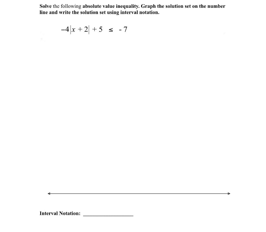 Solved Solve the following absolute value inequality. Graph | Chegg.com