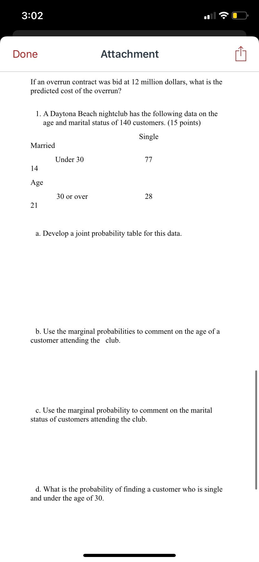 Solved 3:02 Done Attachment If an overrun contract was bid | Chegg.com