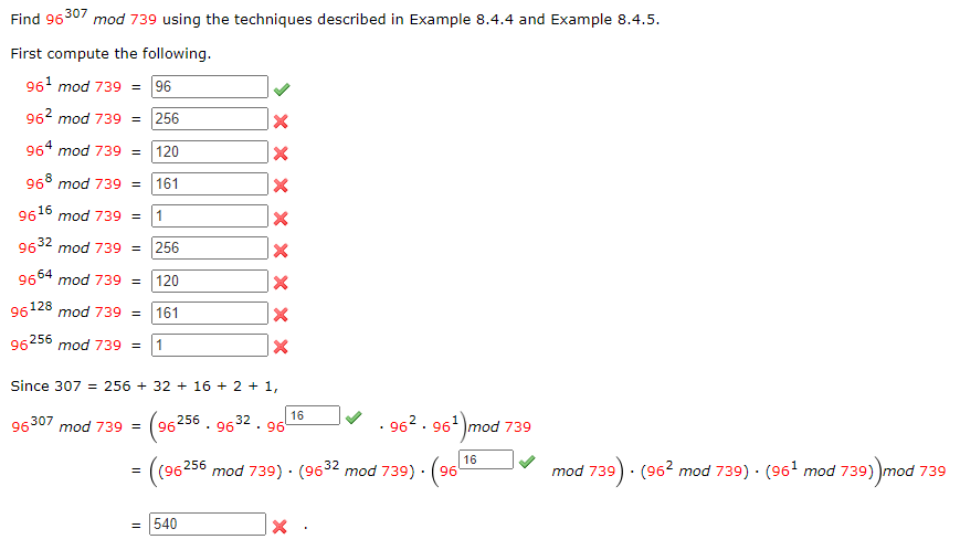 Solved Find 96307mod739 using the techniques described in | Chegg.com