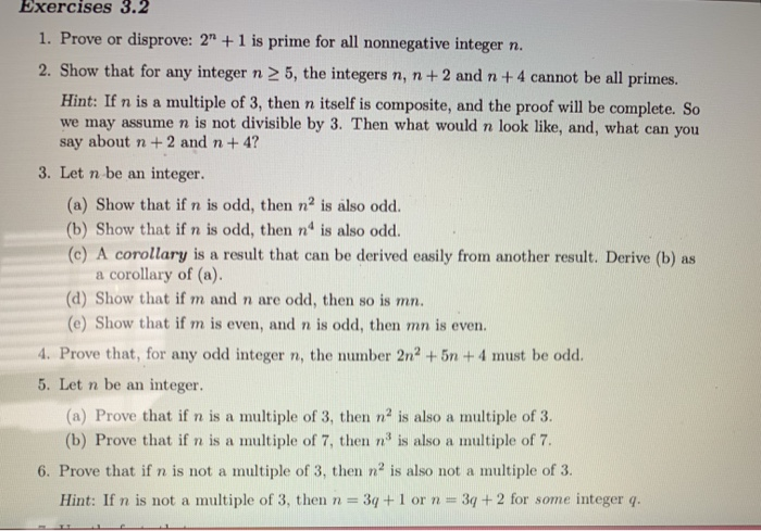 Solved Exercises 3.2 1. Prove or disprove: 2n +1 is prime | Chegg.com