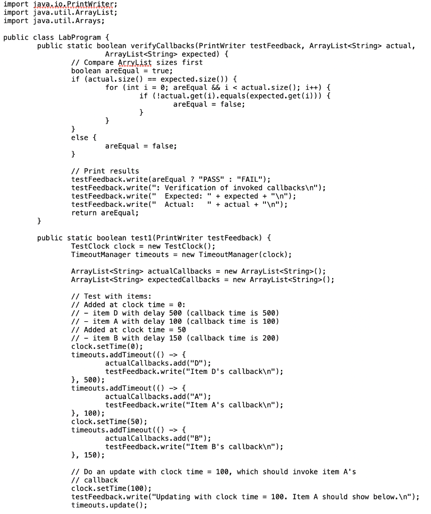 Solved 9.8 LAB: Timeout manager with PriorityQueue Timeout | Chegg.com