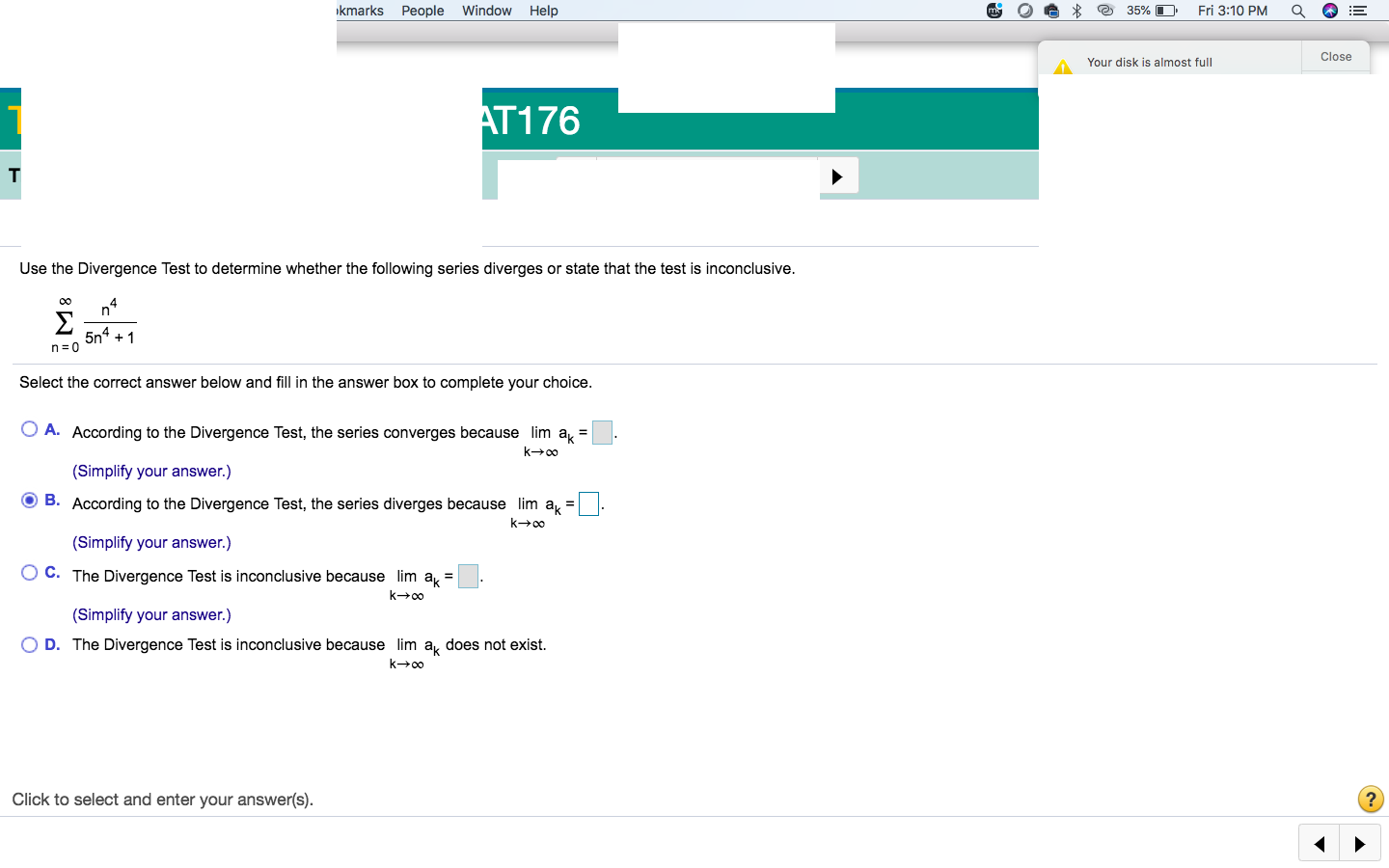 Solved kmarks People Window Help 35% O Fri 3:10 PM a Your | Chegg.com