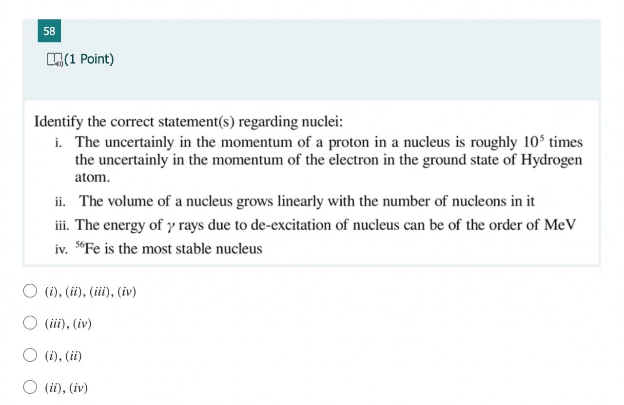 Solved 58 (1 Point) Identify the correct statement(s) | Chegg.com