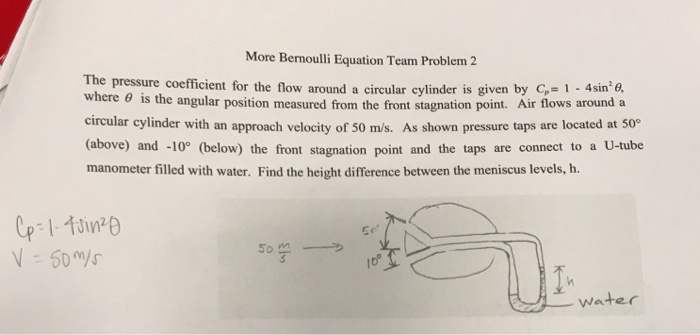 Solved More Bernoulli Equation Team Problem2 e pressure | Chegg.com