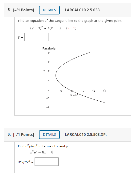Solved 5. [-/1 Points) DETAILS LARCALC10 2.5.033. Find an | Chegg.com Solved 5. [-/1 Points) DETAILS LARCALC10 2.5.033. Find an | Chegg.com