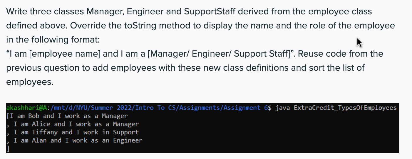 Solved Write three classes Manager, Engineer and | Chegg.com
