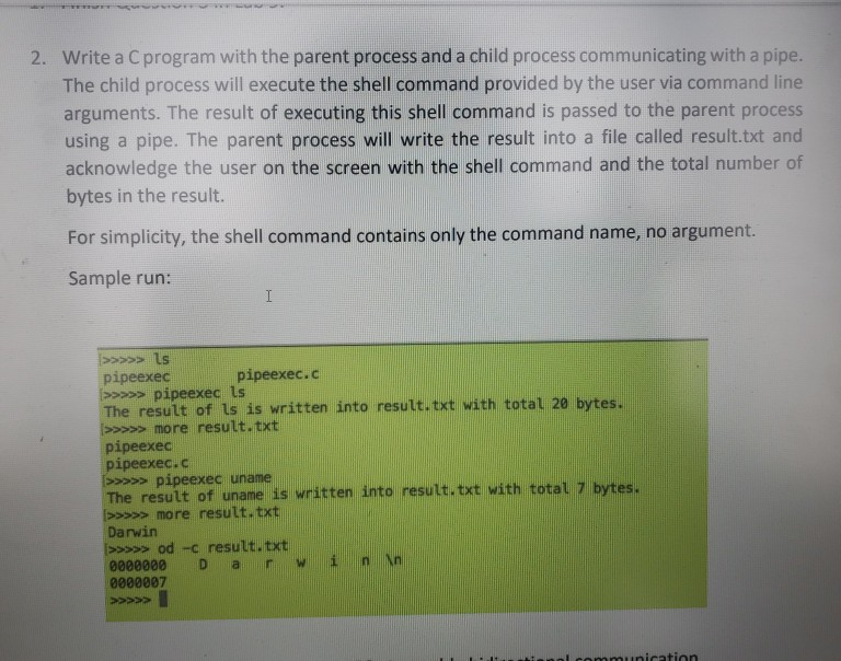 So the child process is supposed to execute command | Chegg.com