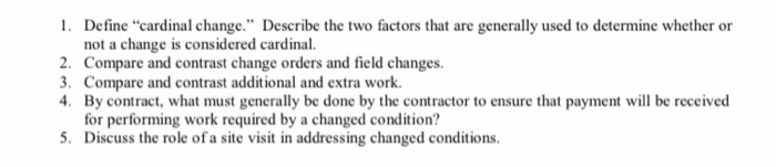Solved 1. Define "cardinal change." Describe the two factors | Chegg.com