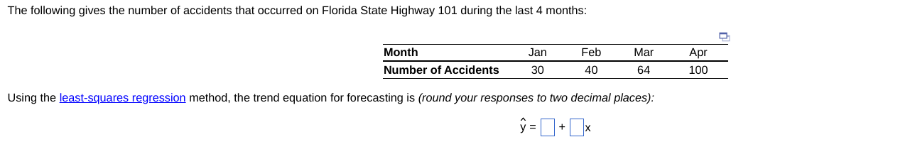 Solved Using the method, the trend equation for forecasting | Chegg.com