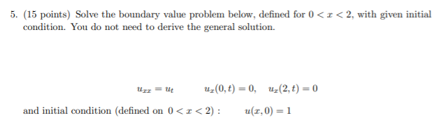 Solved 5. (15 points) Solve the boundary value problem | Chegg.com