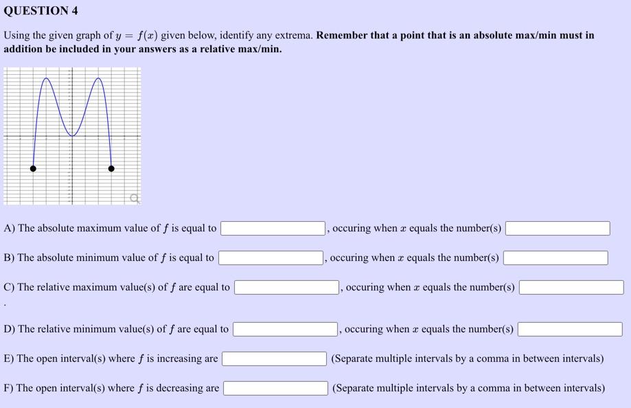 Solved Relative Extrema A function f(x) has a relative (or | Chegg.com