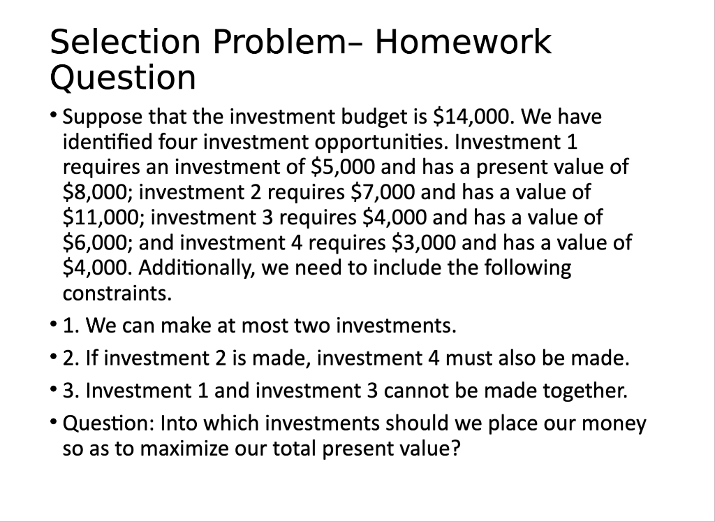 Solved Selection Problem- Homework Question - Suppose that | Chegg.com