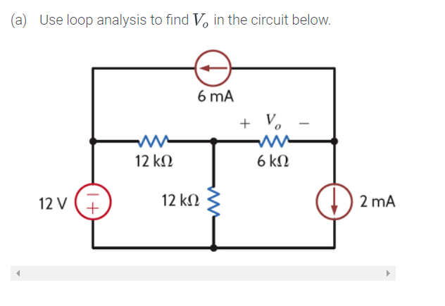 Solved A Use Loop Analysis To Find Vo In The Circuit 1800