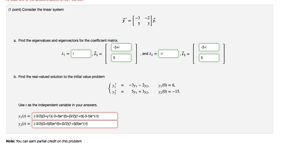 Solved (1 point) Consider the linear system a. Find the | Chegg.com