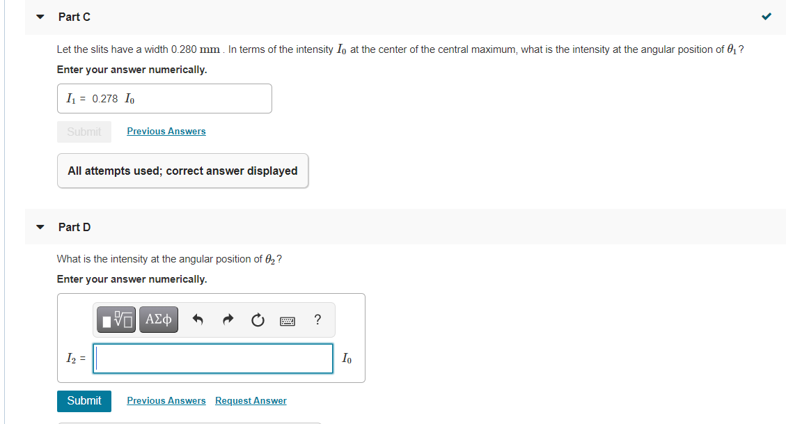 Solved Part A An interference pattern is produced by light | Chegg.com
