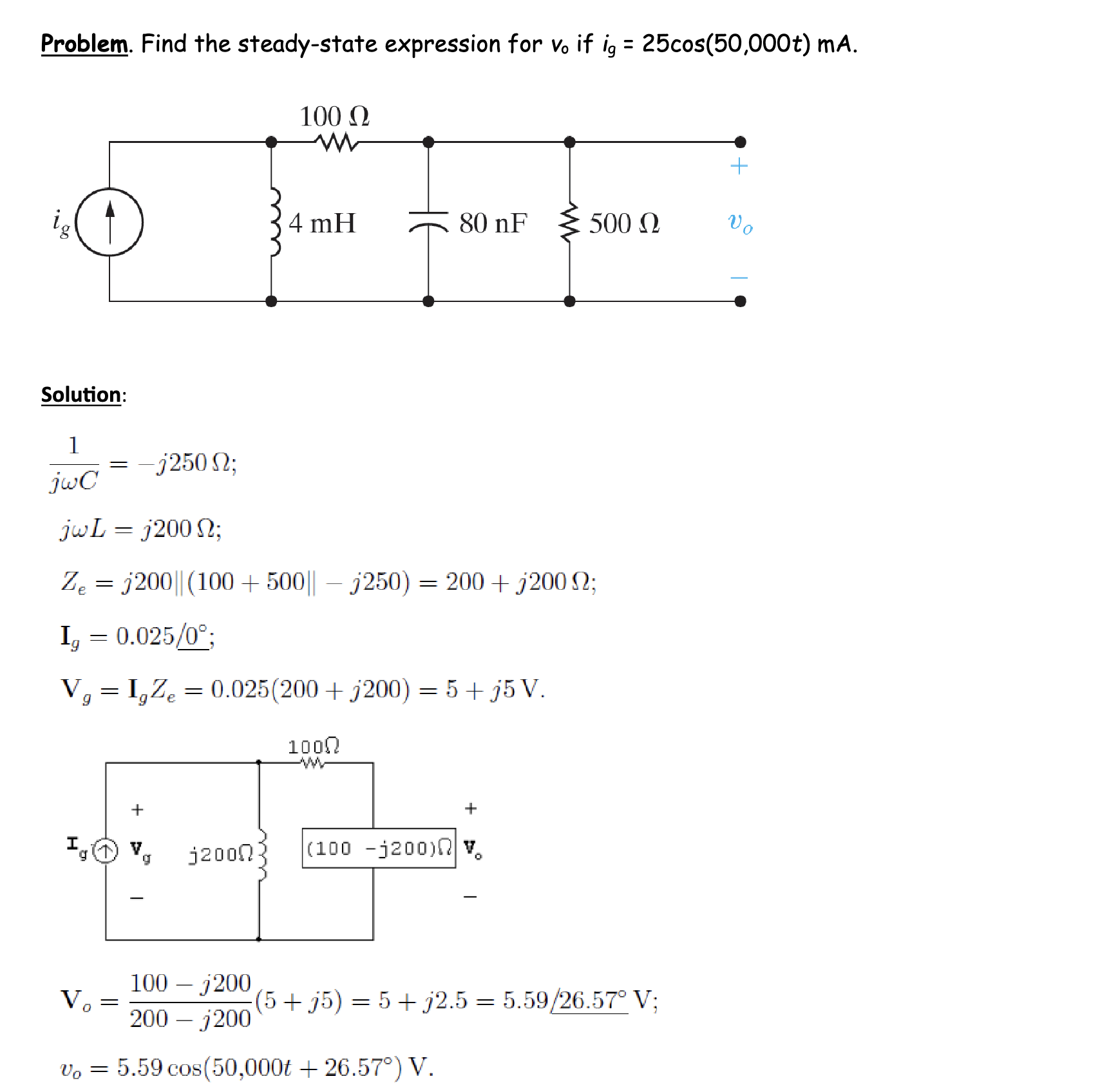 Solved Problem. Find the steady-state expression for v0 ﻿if | Chegg.com