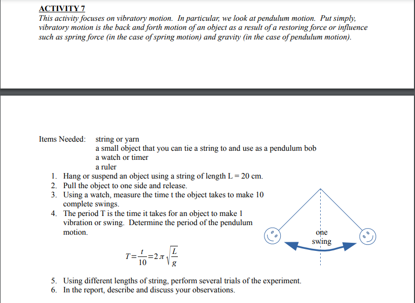 Solved This activity focuses on vibratory motion. In | Chegg.com