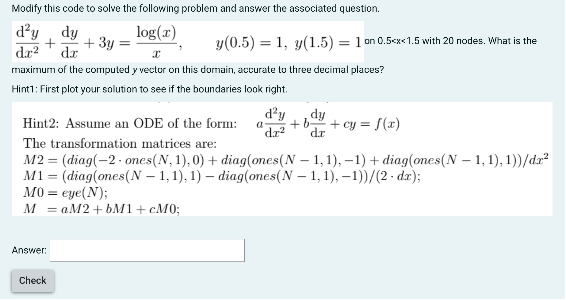 Solved dạy The code provided solves the boundary value | Chegg.com