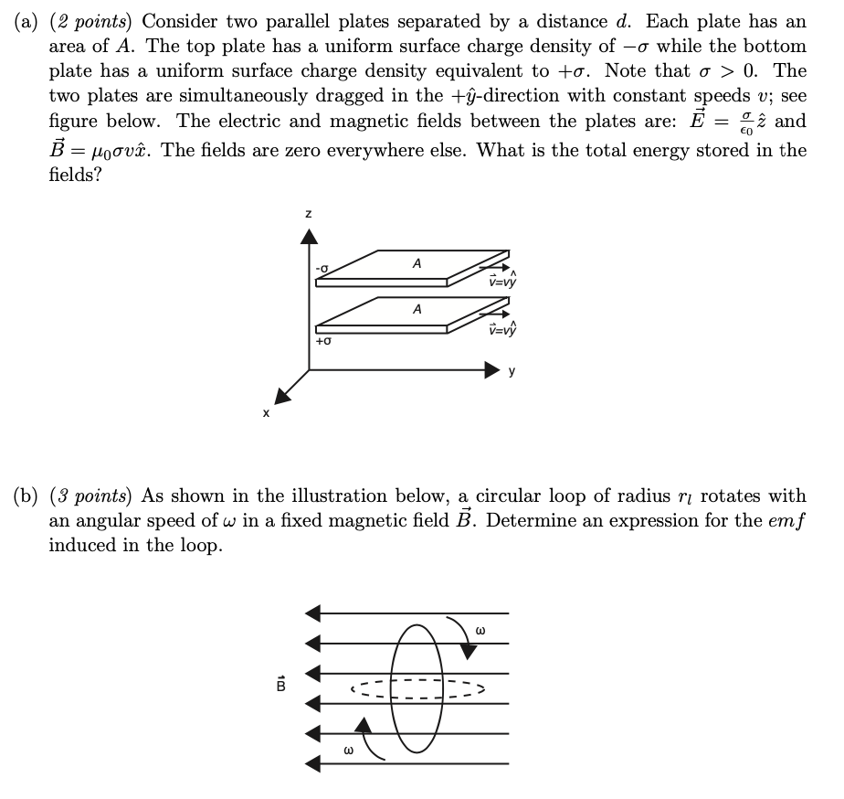 Solved (a) (2 points) Consider two parallel plates separated | Chegg.com Solved (a) (2 points) Consider two parallel plates separated | Chegg.com