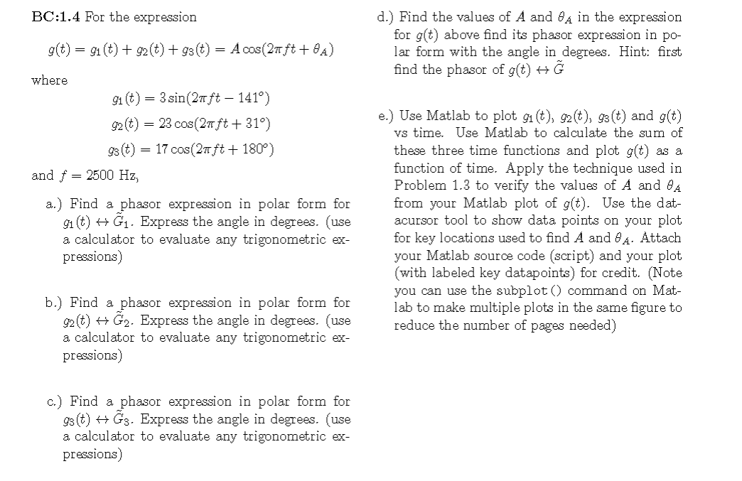 Solved BC:1.4 For the expression d.) Find the values of A | Chegg.com