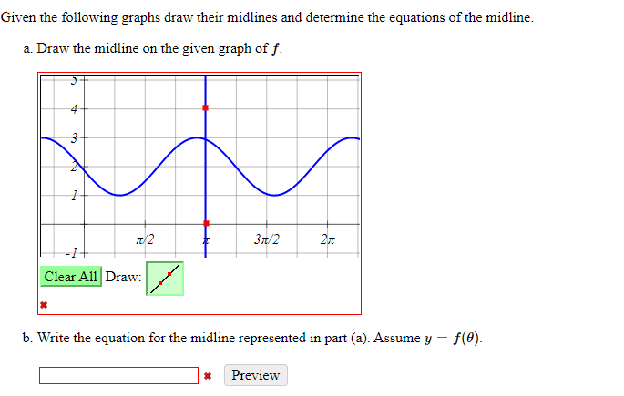 Solved Given the following graphs draw their midlines and | Chegg.com