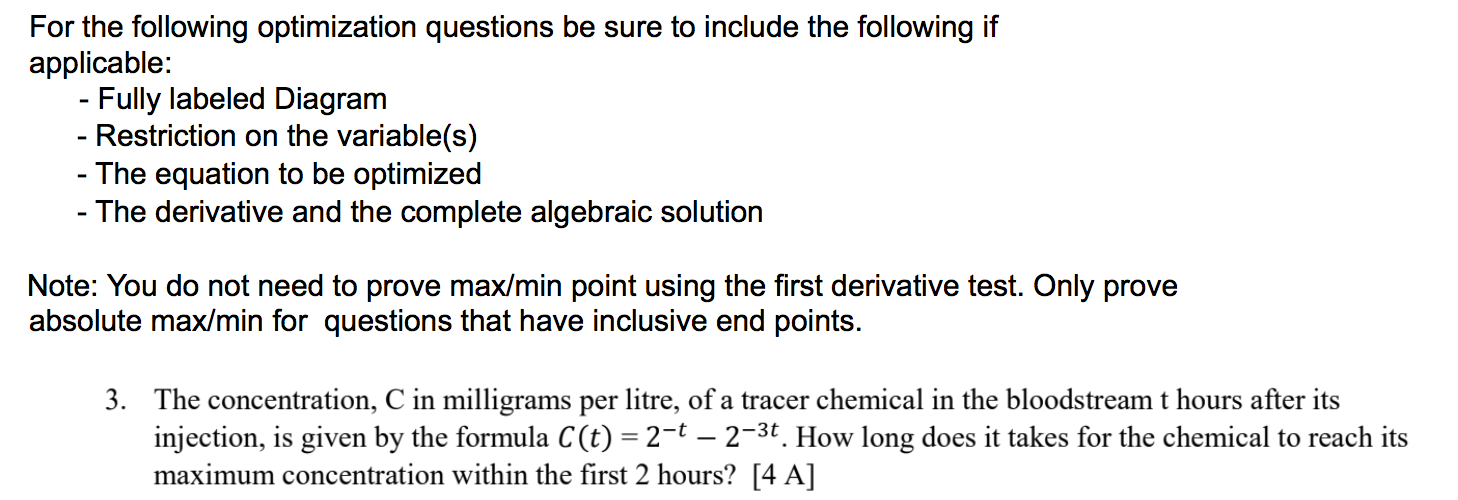Solved For the following optimization questions be sure to | Chegg.com