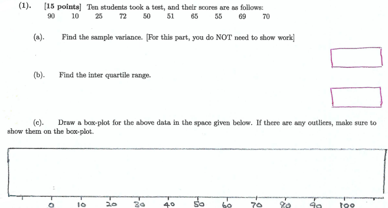 Solved (1). [15 points] Ten students took a test, and their | Chegg.com