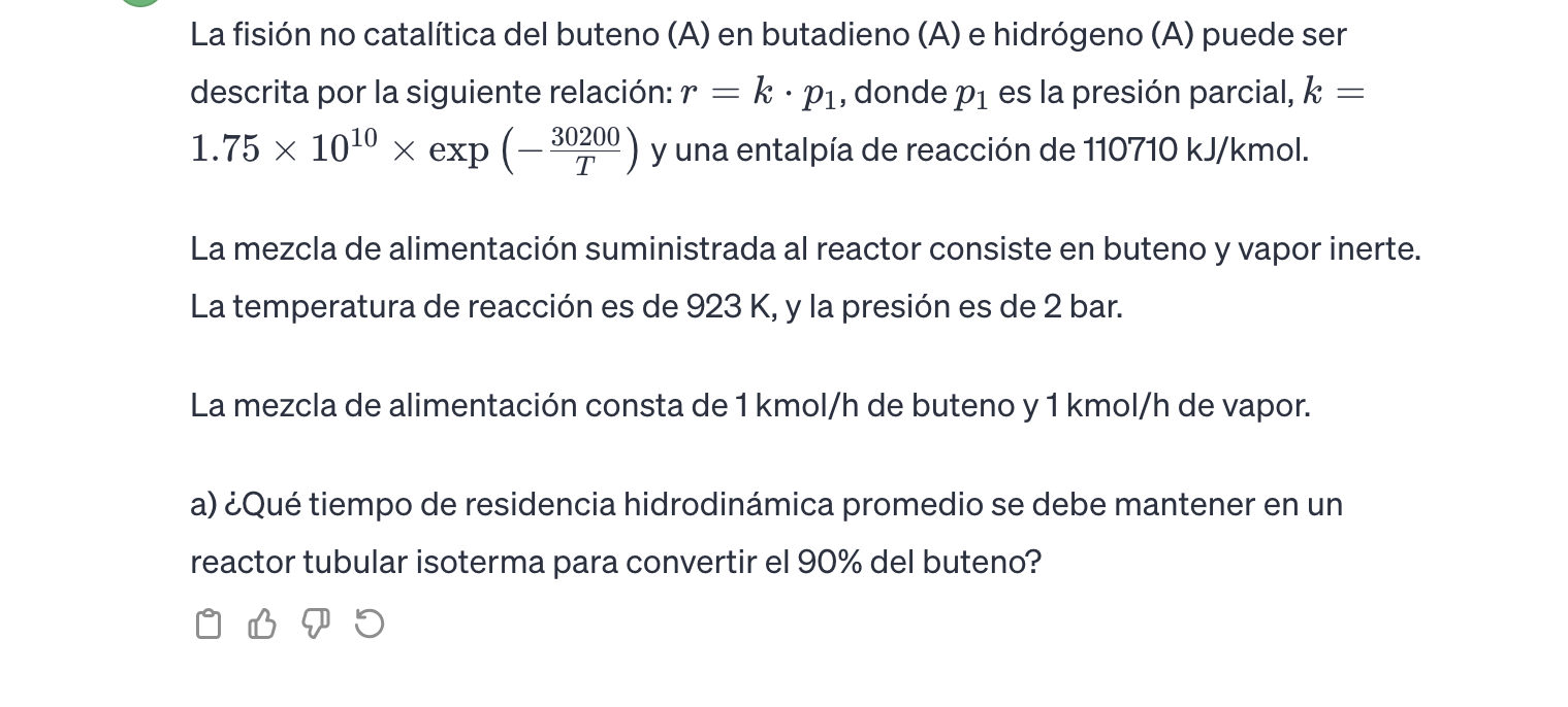 La fisión no catalítica del buteno (A) ﻿en butadieno | Chegg.com