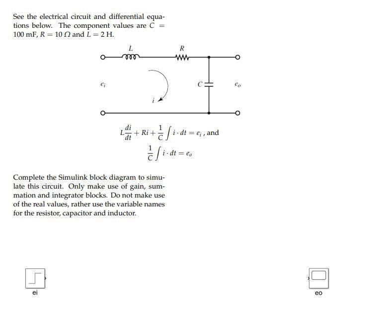 Solved See the electrical circuit and differential equa- | Chegg.com