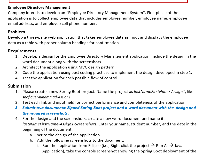 Solved Employee Directory Management Company intends to | Chegg.com