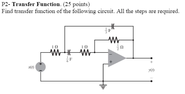 Solved P2- Transfer Function. (25 points) Find transfer | Chegg.com