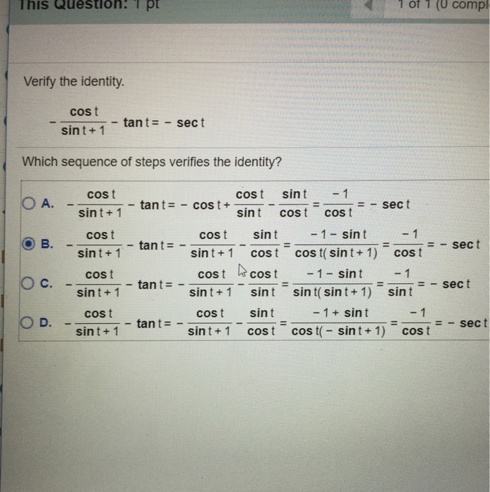 Solved This Question: T pt 1 of 011 (o compl Verify the | Chegg.com