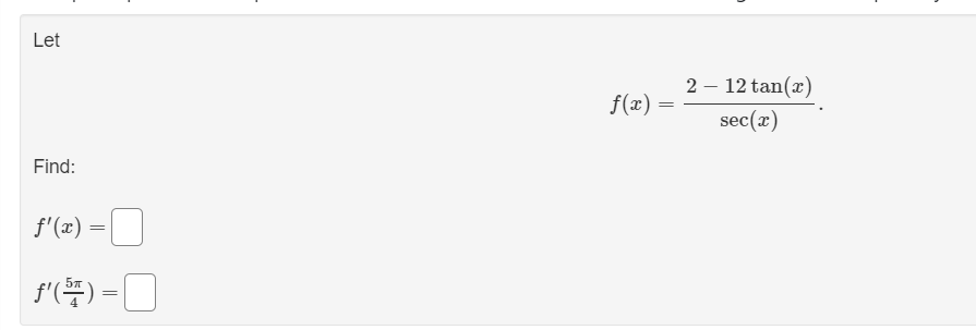 Solved Let f(x) = 9 sin x + 12 cos x f'(x) = 9 cos(x) - 12 | Chegg.com Solved Let f(x) = 9 sin x + 12 cos x f'(x) = 9 cos(x) - 12 | Chegg.com