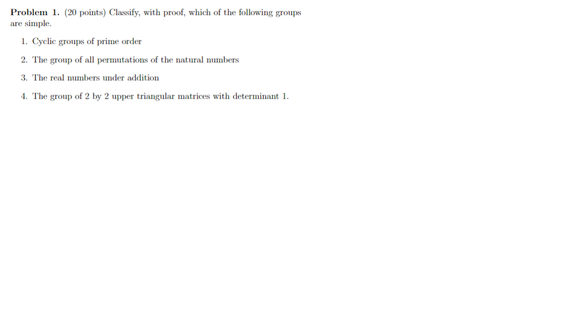 Solved Problem 1. (20 points) Classify, with proof, which of | Chegg.com