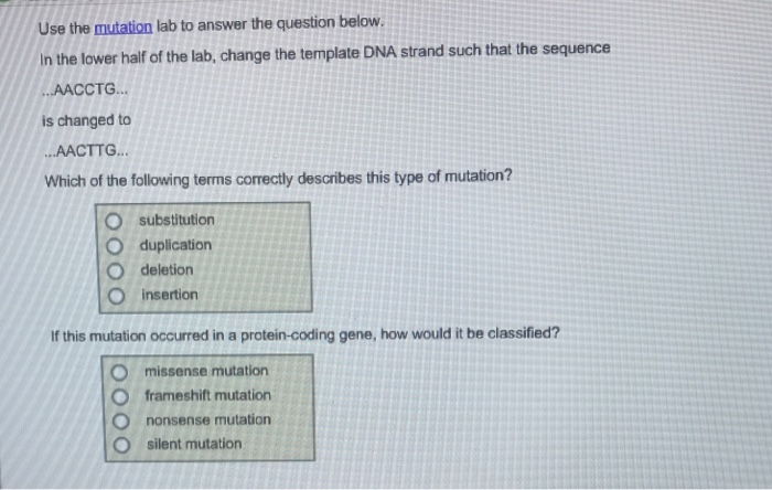 Solved Use the mutation lab to answer the question below in | Chegg.com