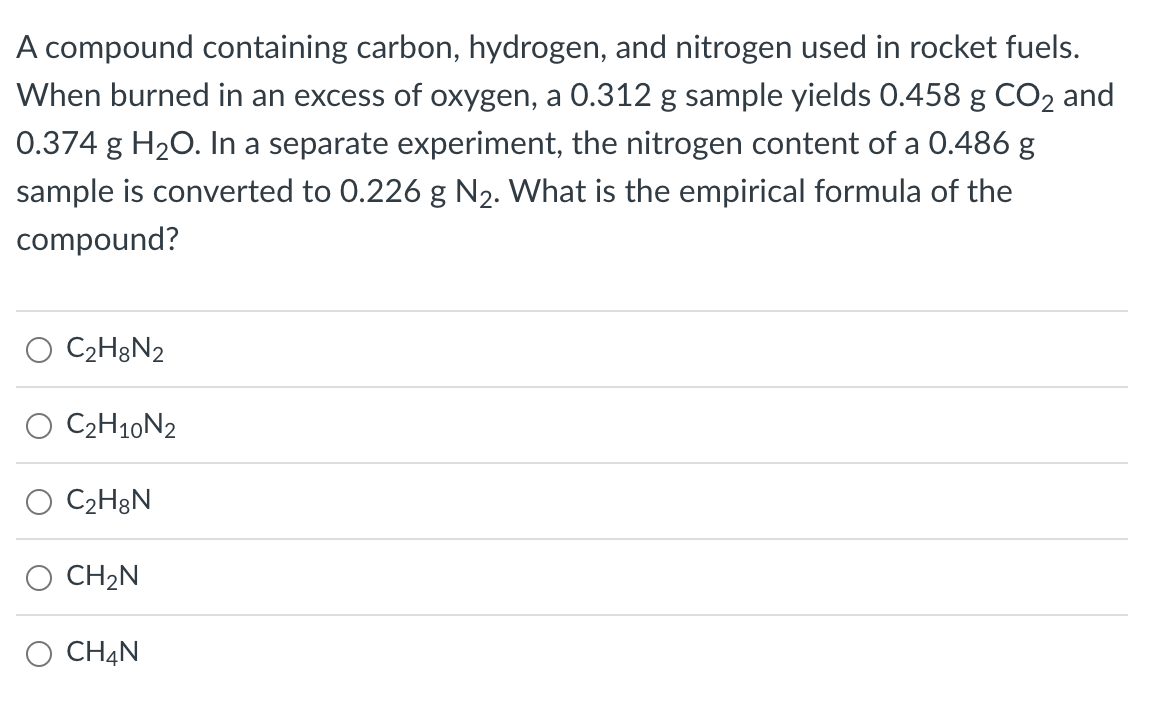Solved A compound containing carbon, hydrogen, and nitrogen | Chegg.com