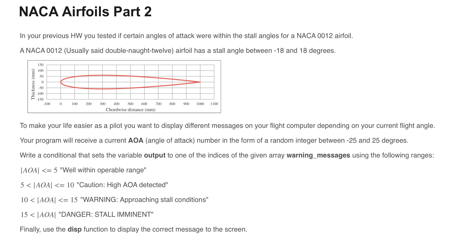 Solved NACA Airfoils Part 2 In your previous HW you tested | Chegg.com