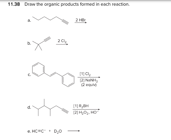 Solved 38 Draw the organic products formed in each reaction. | Chegg.com