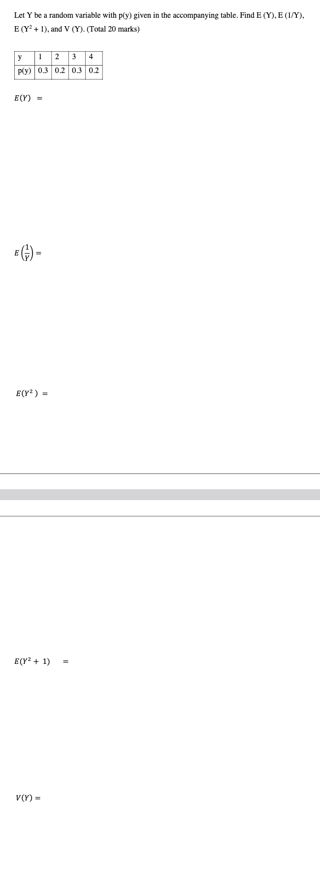 Solved Let Y be a random variable with p(y) given in the | Chegg.com