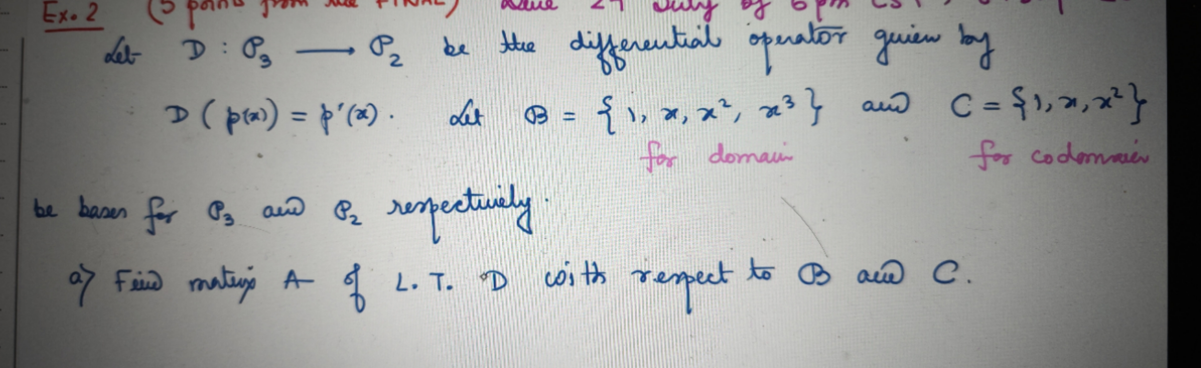 Solved Let D:P3 P2 be the differential operator guien by | Chegg.com
