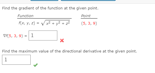 Solved Find the gradient of the function at the given point. | Chegg.com