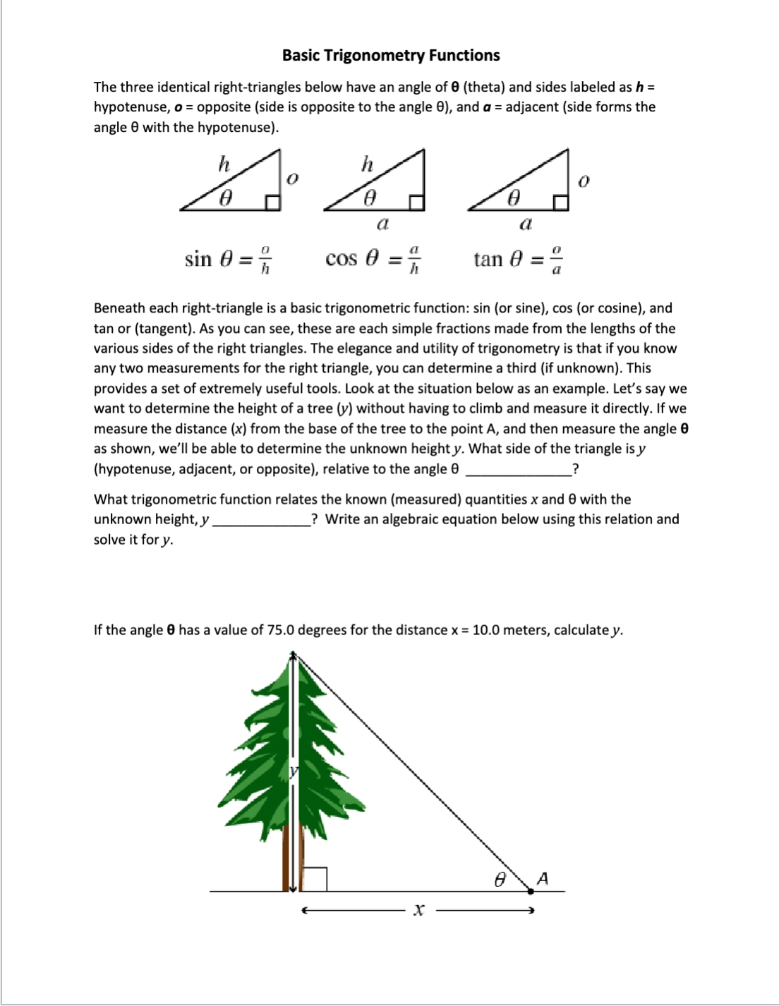 Solved Basic Trigonometry FunctionsThe three identical | Chegg.com
