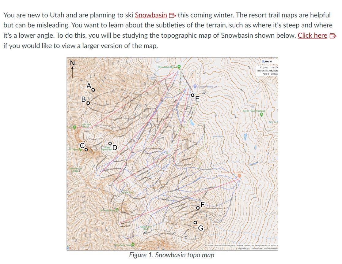 Solved Using the topographic map of Snowbasin located in the | Chegg.com