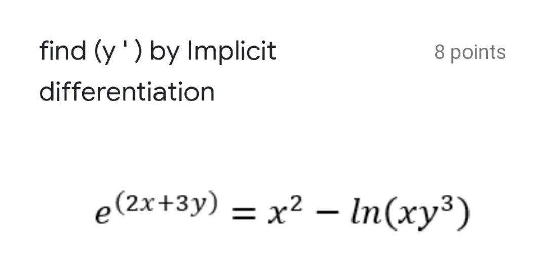 Solved 8 points find (y') by Implicit differentiation | Chegg.com