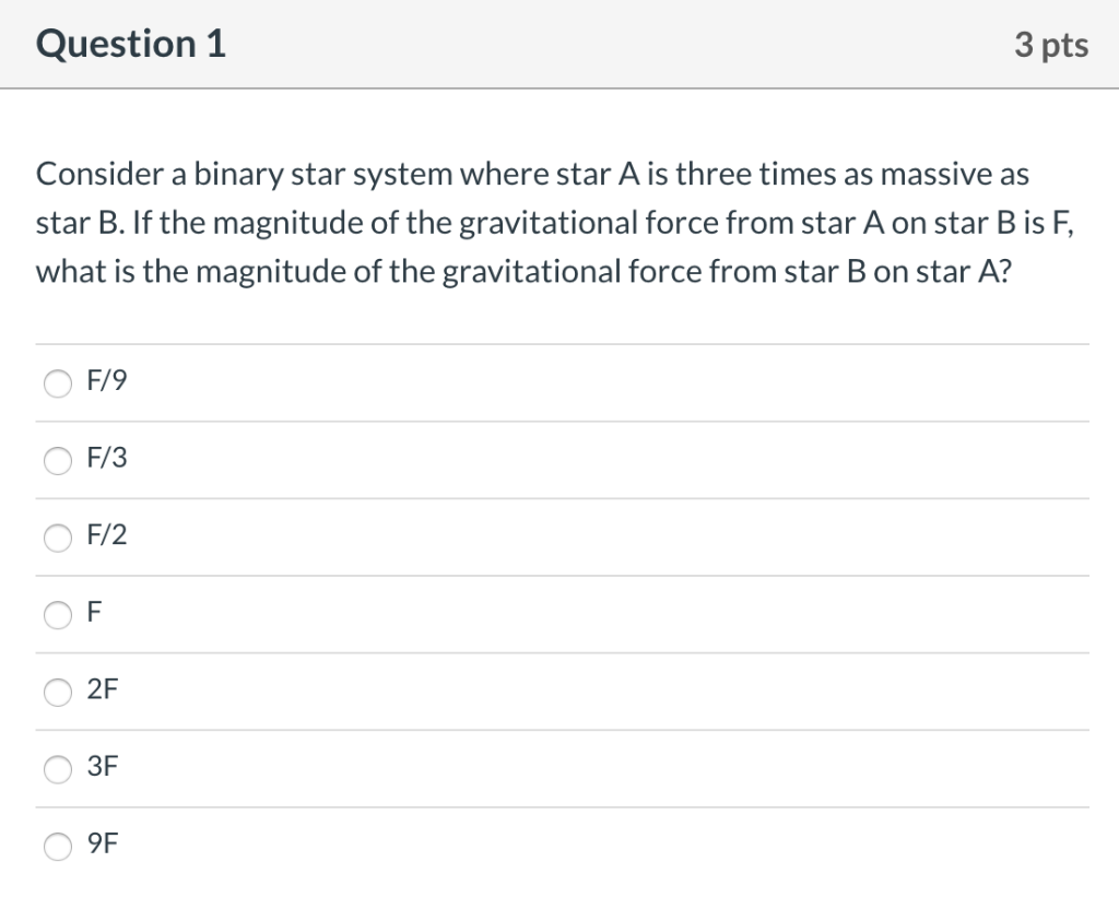 Solved Question 1 3 pts Consider a binary star system where | Chegg.com