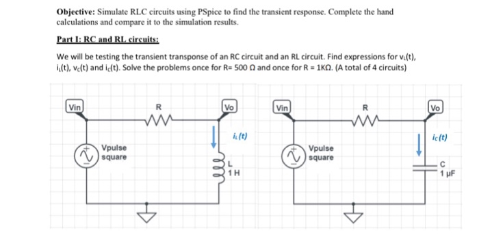 Solved Objective: Simulate RLC circuits using PSpice to find | Chegg.com